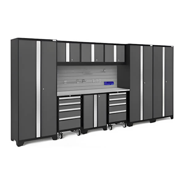 NewAge Garage Cabinets BOLD Series Grey 10-Piece Set with Stainless ...