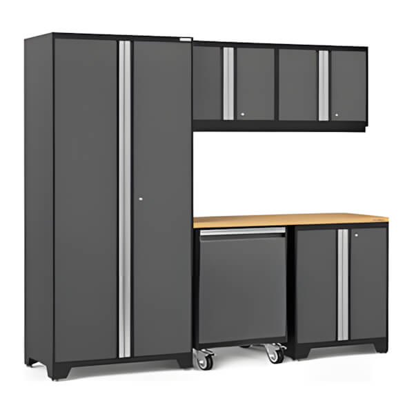 NewAge Garage Cabinets PRO Series Grey 6-Piece Set with Bamboo Top ...