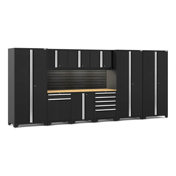 NewAge Garage Cabinets PRO Series Black 10-Piece Set with Bamboo Top ...