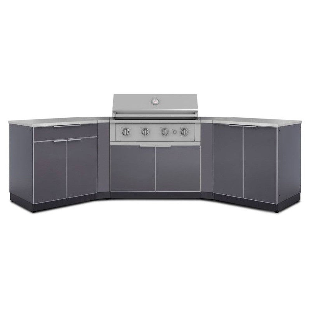 Newage Products Outdoor Kitchen Aluminum 7-Piece Cabinet Set with 2 Do ...