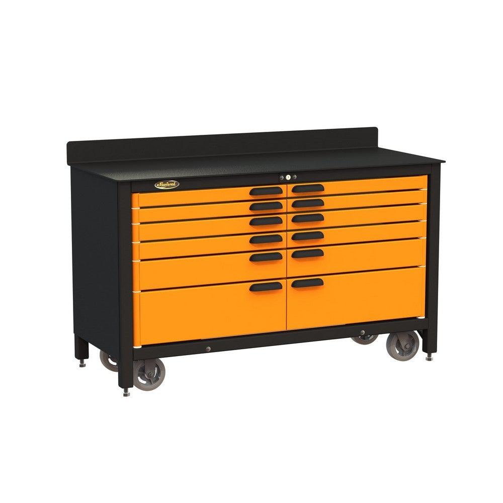 Swivel Storage Solutions Rolling Workbench With Drawers, 12-Drawer, 60 ...