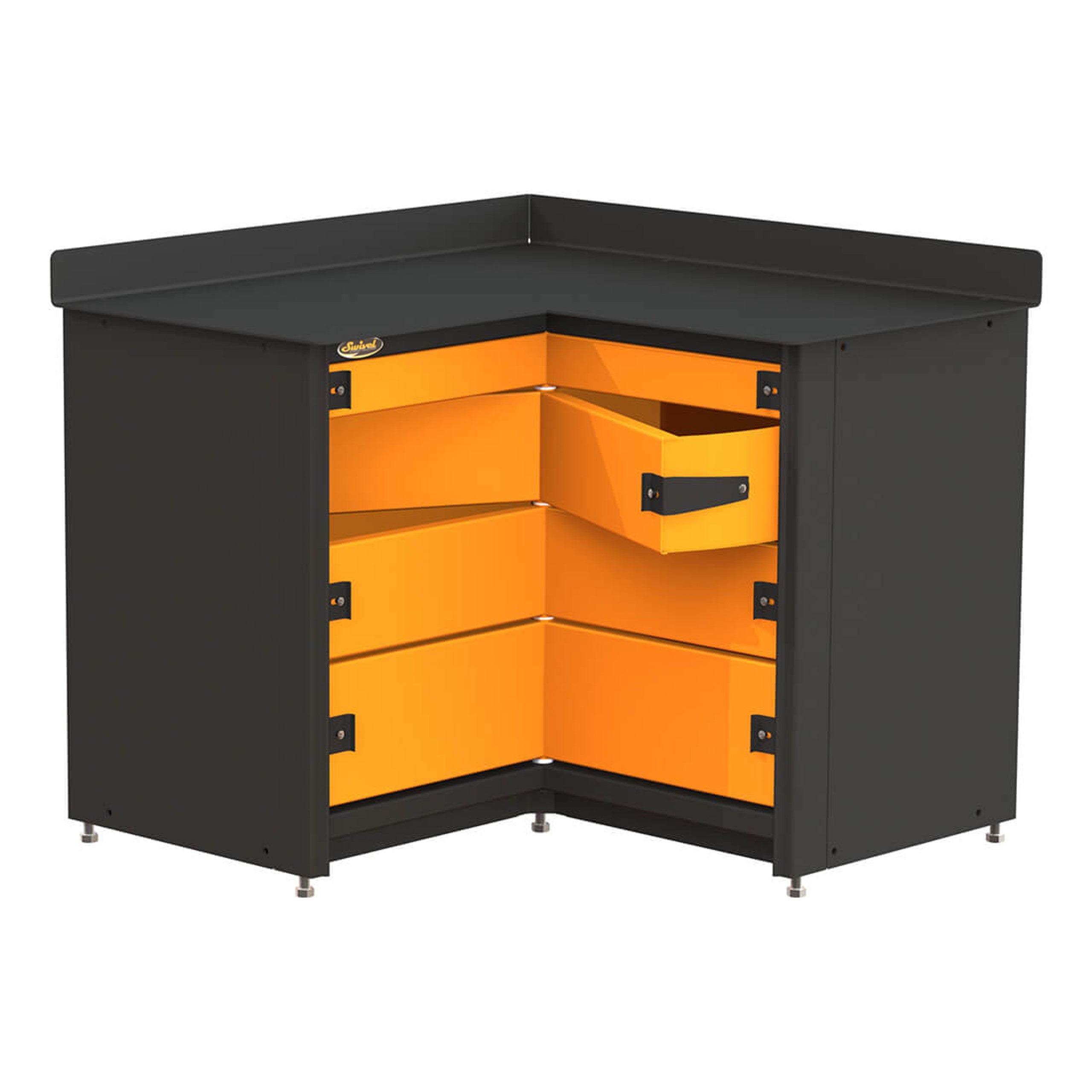 Swivel Storage Solutions Corner Workbench With Drawers - Garage Giant