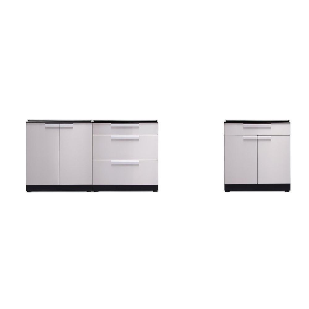 NewAge Outdoor Kitchen Cabinets Stainless Steel 4-Piece Set with Bar ...