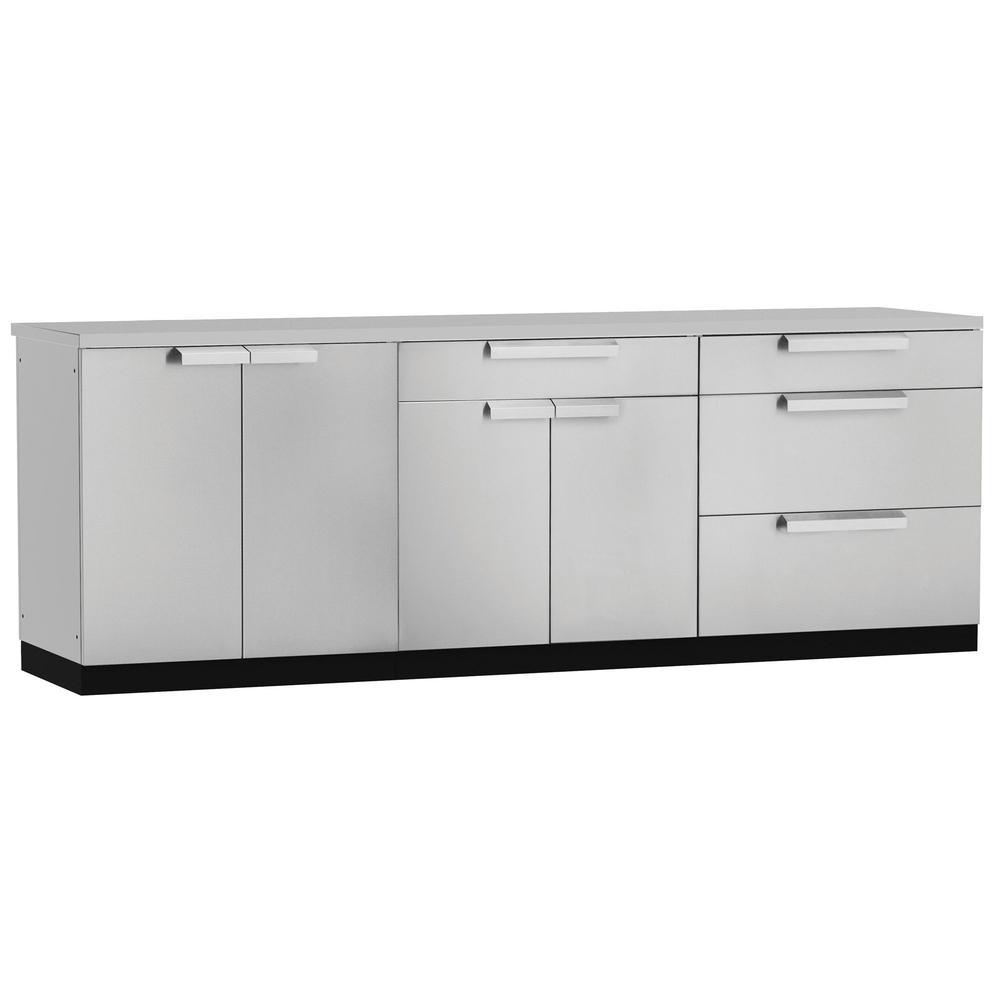 NewAge Outdoor Kitchen Cabinets Stainless Steel 4-Piece Set with Bar ...